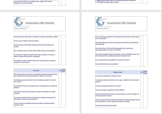 Construction safety Inspection checklist