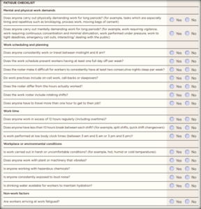 Fatigue quick guide and checklist HSSE WORLD
