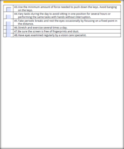 Free Ergonomics Checklist for General Industry HSSE WORLD